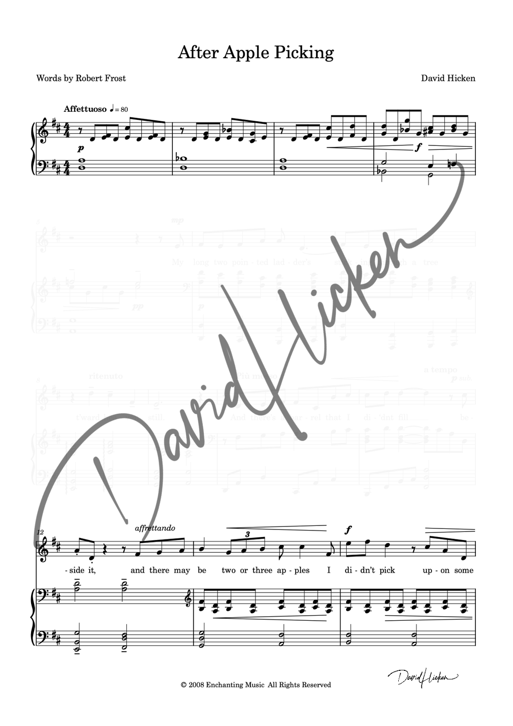 "After Apple Picking" by David Hicken - Sheet Music for Soprano + Piano ...