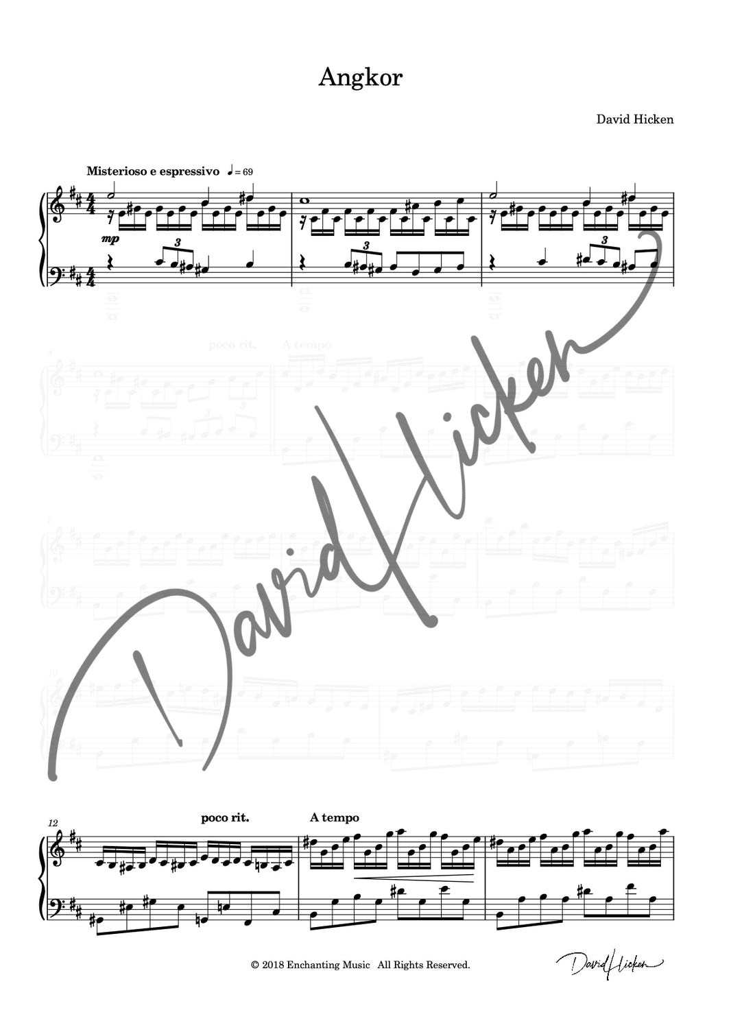 "Transitions" by David Hicken - Piano Sheet Music – David Hicken Music