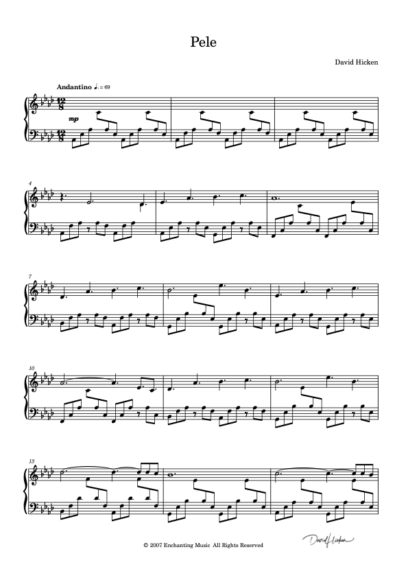 Pele – Piano Sheet Music in A flat major | Intermediate – David Hicken ...