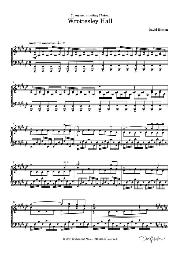 Wrottesley Hall – Piano Sheet Music in F Sharp Major | Intermediate to ...