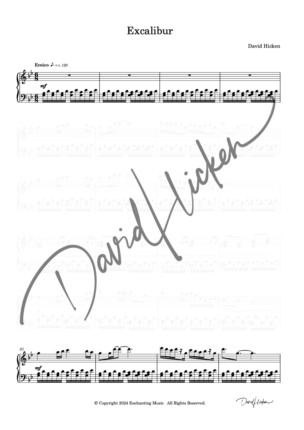 "Excalibur" by David Hicken - Sheet Music for Piano – David Hicken ...