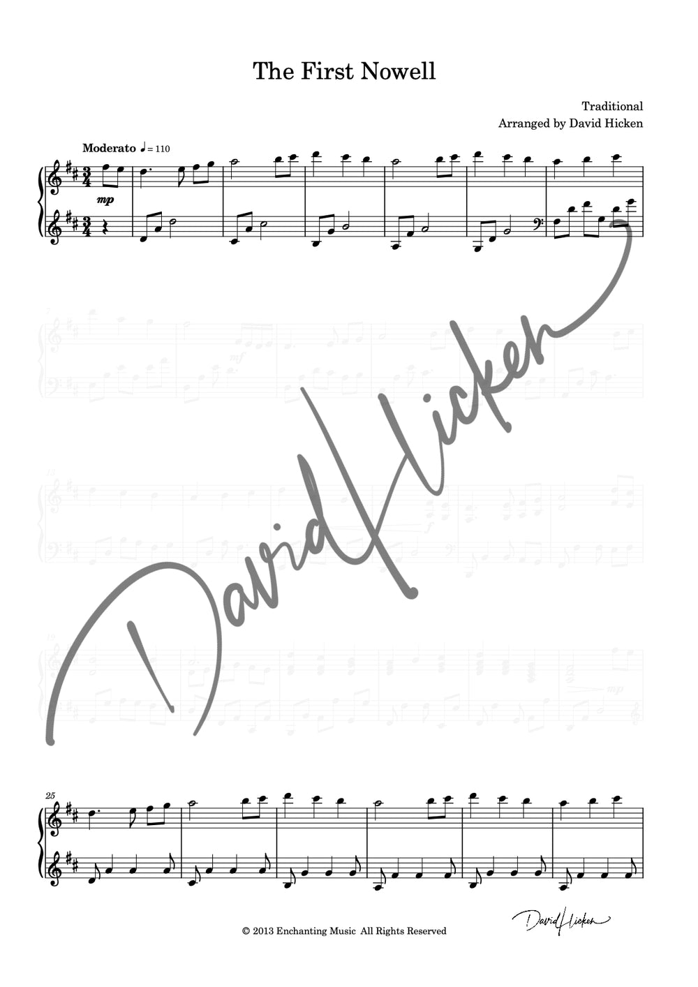 "The First Noel" - Piano Sheet Music – David Hicken Music