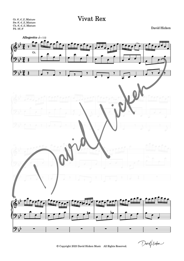 "Vivat Rex" by David Hicken - Sheet Music for Organ – David Hicken Music